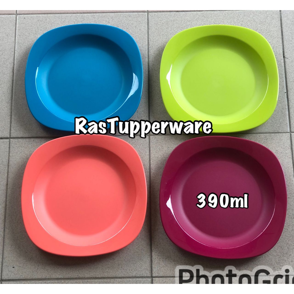 TUPPERWARE PLATE 390ML SET OF 4PCS(PURPLE/PARADISE/PEACOCK/PEACH/GREEN ...