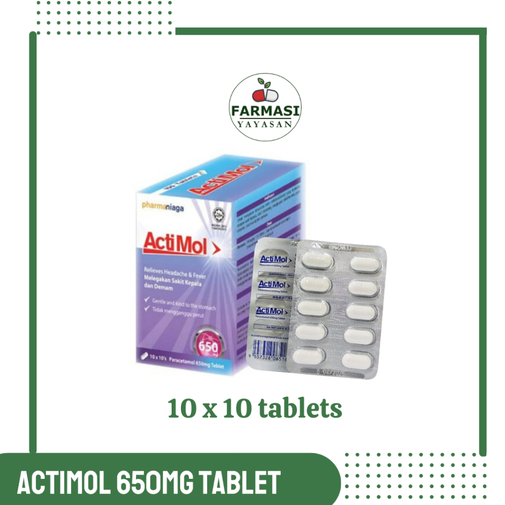 Actimol Paracetamol 650mg Tablet 100's (Relieves Headache & Fever ...
