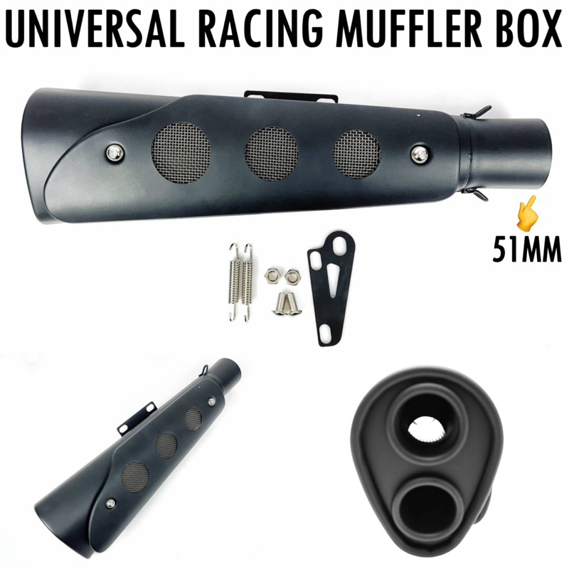 UNIVERSAL 51MM RACING MUFFLER BOX CAFE EXHAUST PIPE MANIFOLD CB250R ...