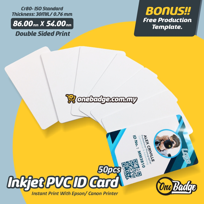 50pcs Kad PVC Inkjet | Kad ID Kosong Untuk Mesin Cetak Inkjet | Epson ...