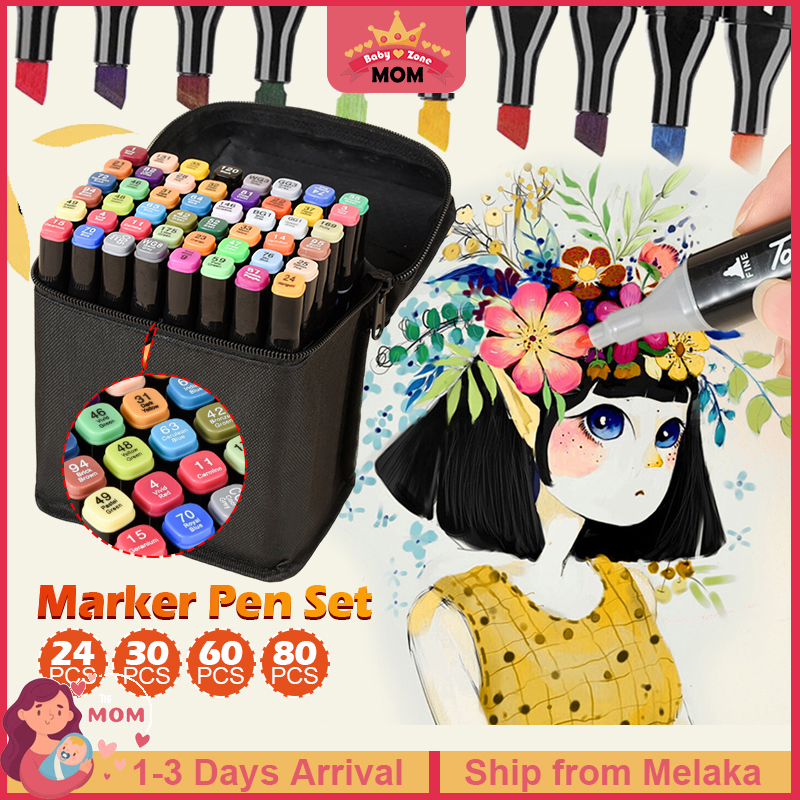 24/30/60/80 Color Marker Pen Double Head Painting Markers Manga ...
