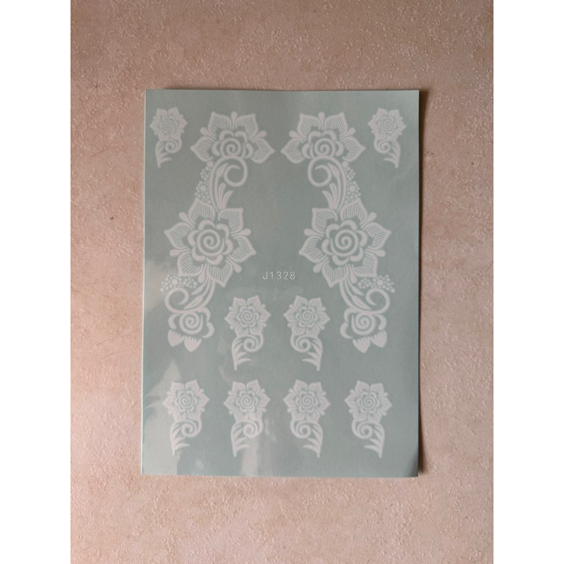 【Shopee Termurah】Design Baru Henna Instant White Dark Red Sticker Inai ...