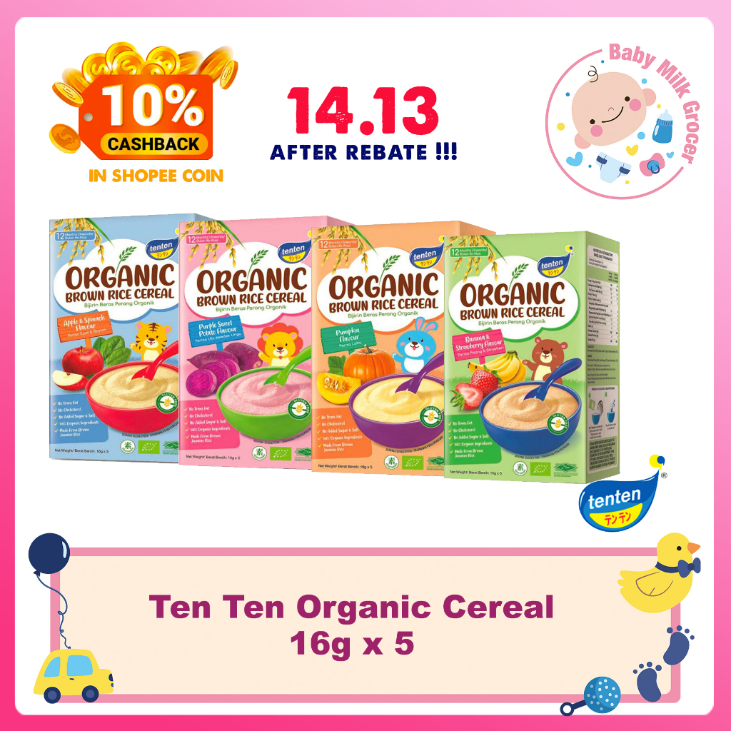 TEN TEN Organic Brown Rice Cereal 80g (12 Months+) | Shopee Malaysia