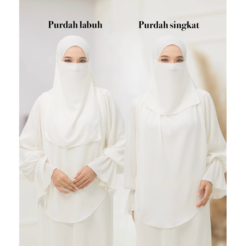 PURDAH PENDEK NEELOFA & PURDAH LABUH. MATERIAL PREMIUM KOREN CHIFFON ...