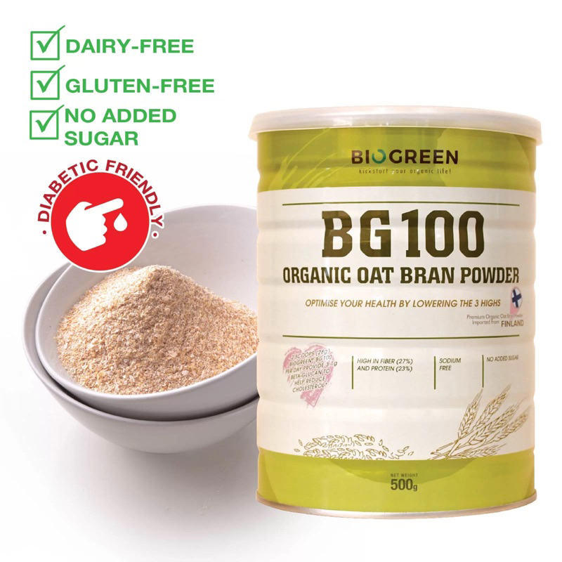 Biogreen BG100 Organic Oat Bran Powder 500g | Shopee Malaysia
