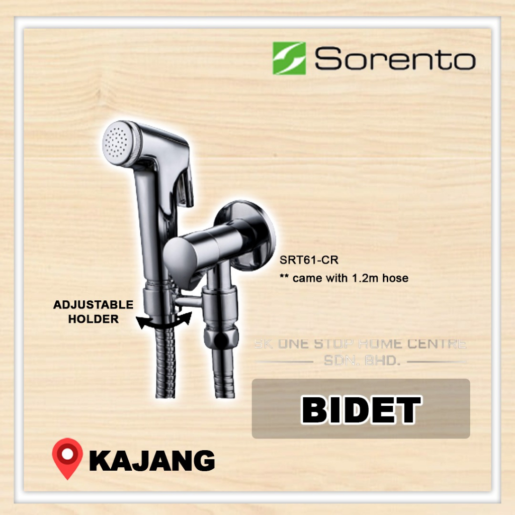 Sorento Bathroom Angle Valve c/w Hand Bidet & Holder with 1.2m Flexible ...