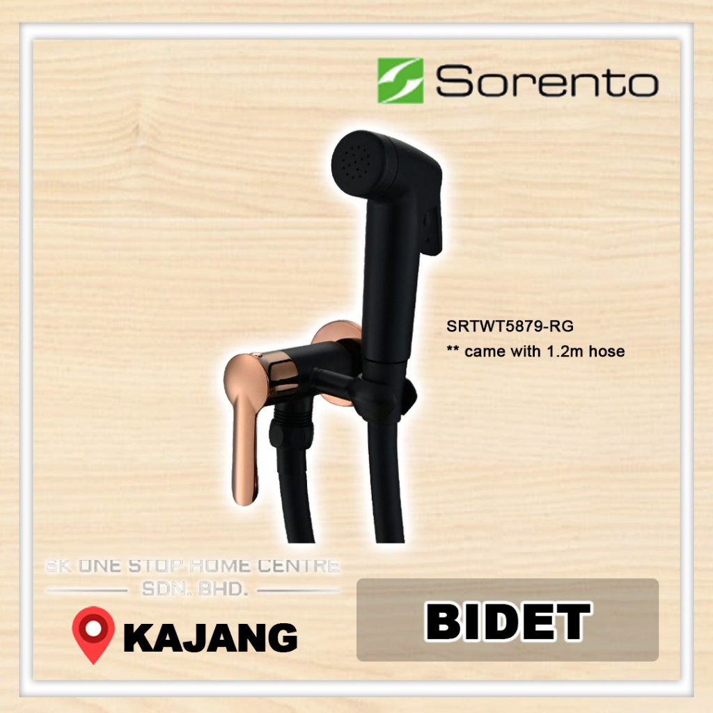 Sorento Bathroom Angle Valve c/w Hand Bidet & Holder with 1.2m Flexible ...