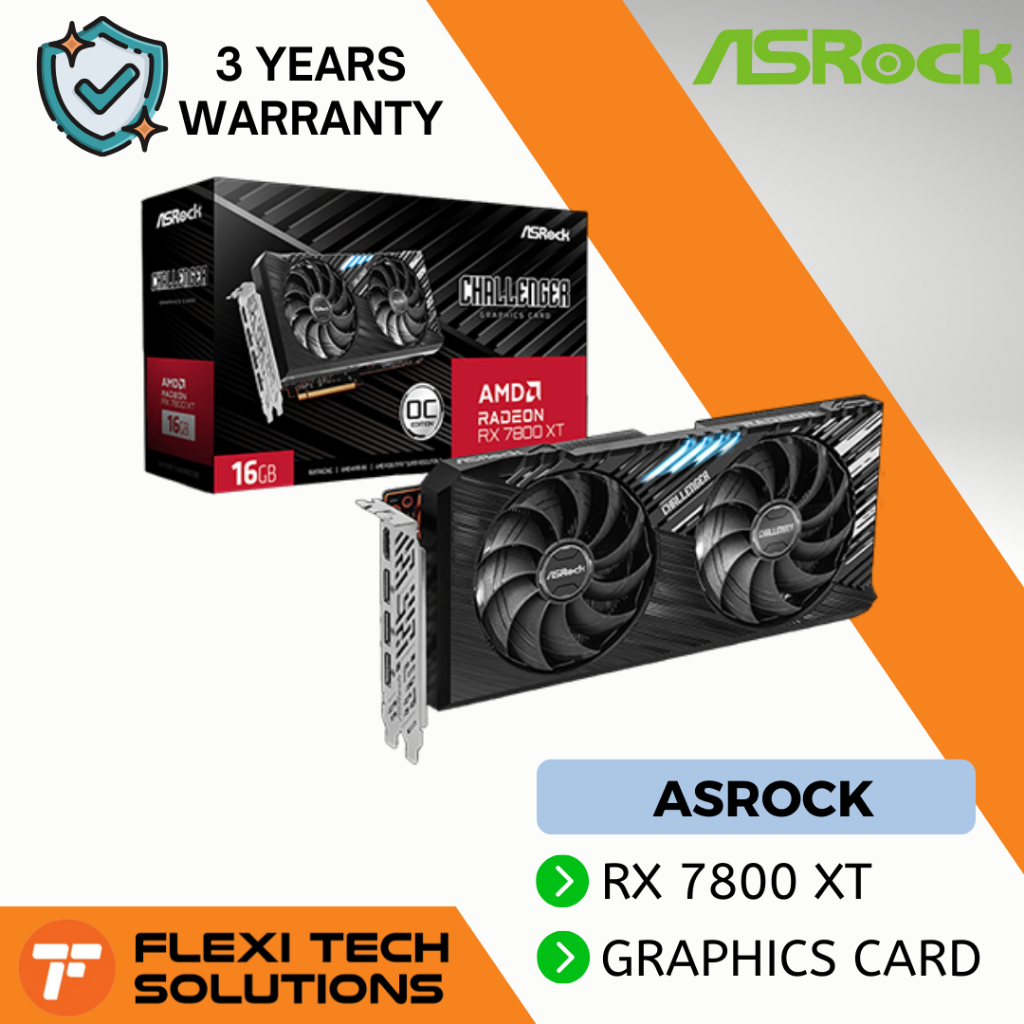 Flexi Tech ASROCK AMD Radeon™ RX 7800 XT Challenger 16GB OC GPU Graphics Card | Shopee Malaysia