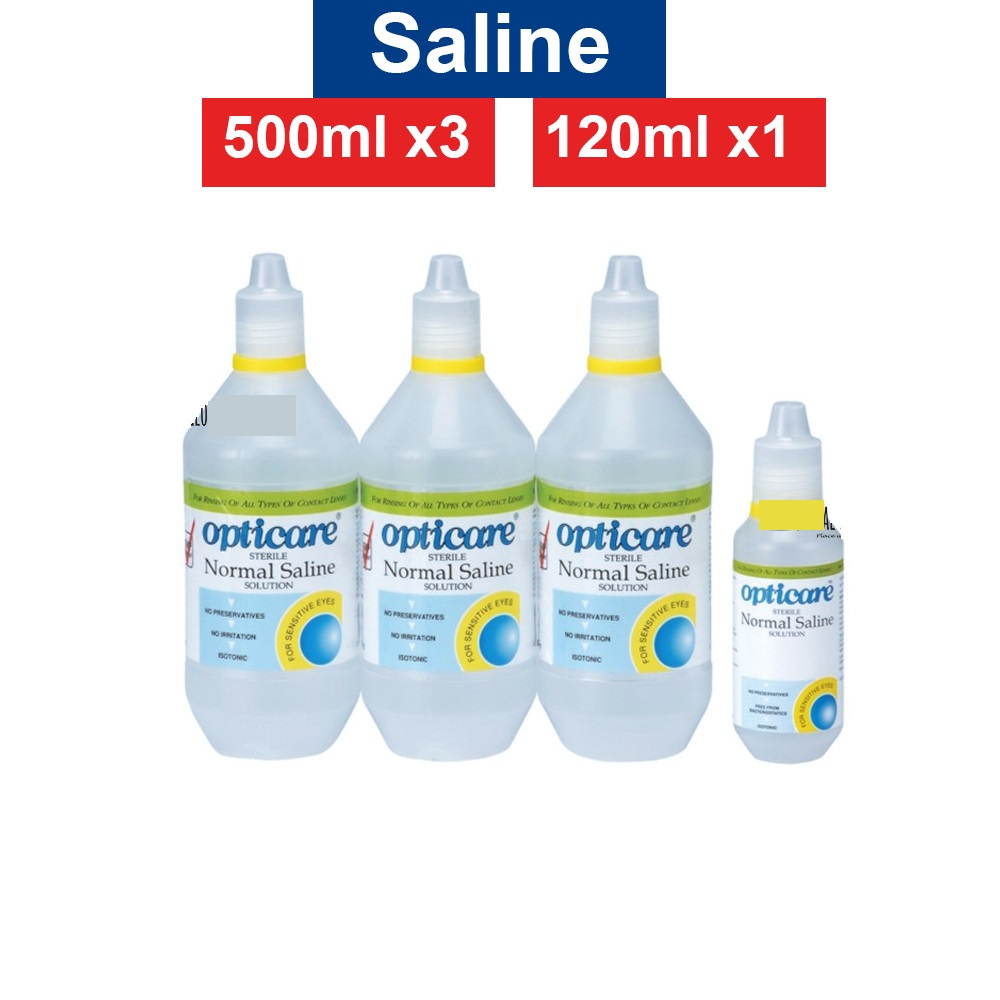 Opticare Sterile Normal Saline Solution (3x500ml + 1x120ml // 2X120ML ...