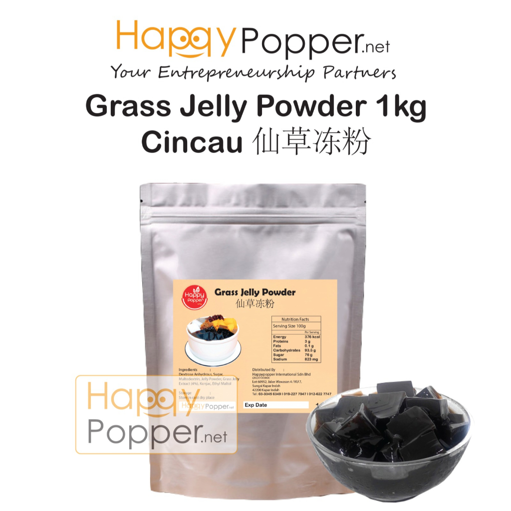 Happypopper Black Grass Jelly Powder 1Kg Tepung Cincau Serbuk Cincau ...