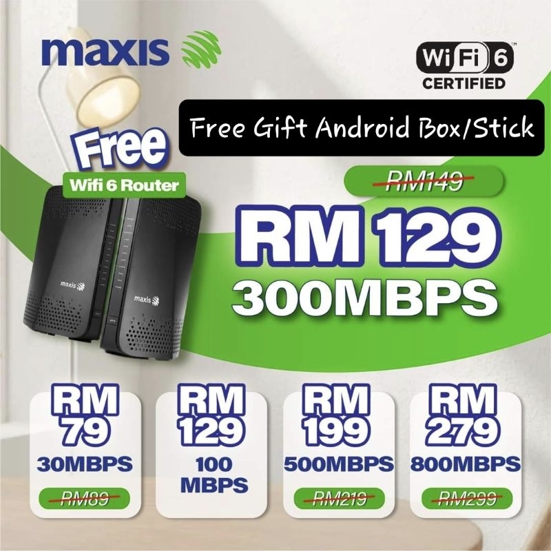MAXIS HOME FIBER PROMOSI ‼️ FREE GIFT ANDROID BOX/STICK 👍🫵🫵 | Shopee ...
