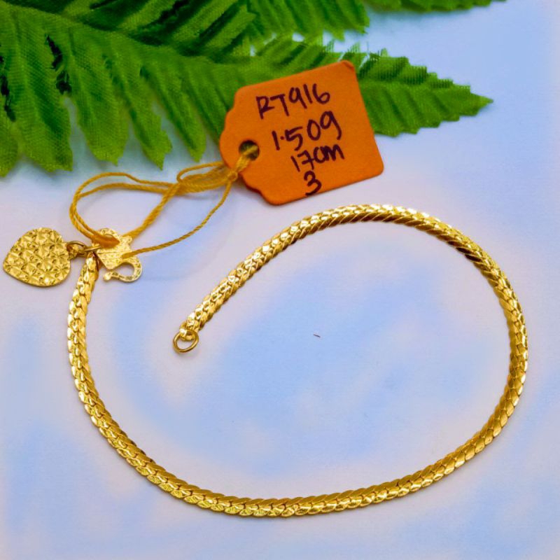 Rantai Snake Skin Plain Gold Bracelets 916/22k | Shopee Malaysia