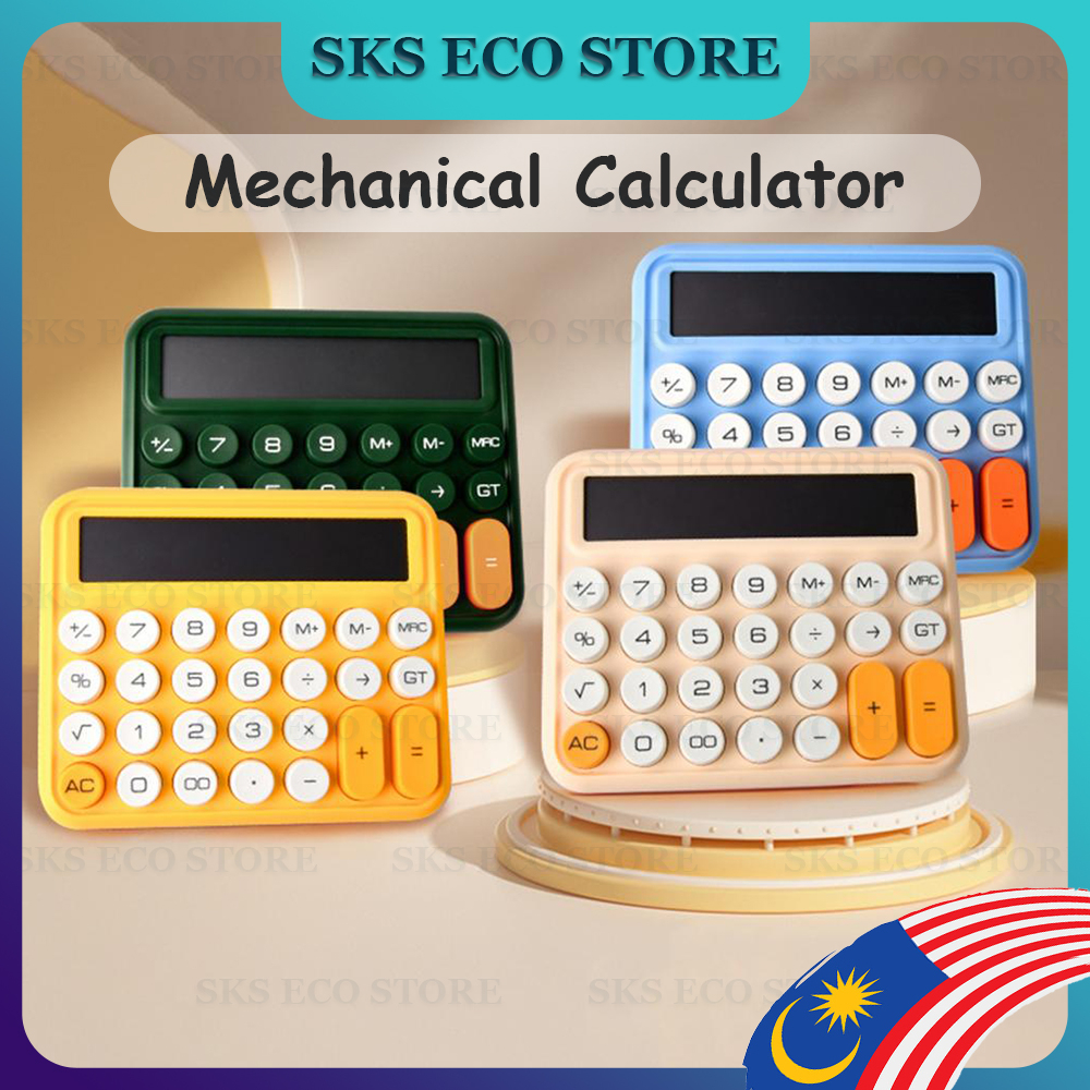 Mechanical Calculator with Lcd Display Big Round Button Key Cute Design ...