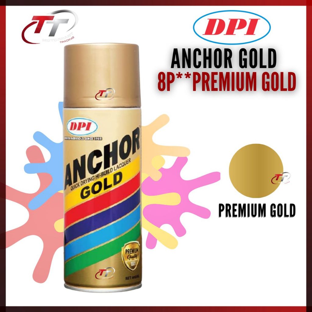 ANCHOR GOLD Spray Can Tin Cat Paint 400ML 8p**Premium Gold Decorative ...