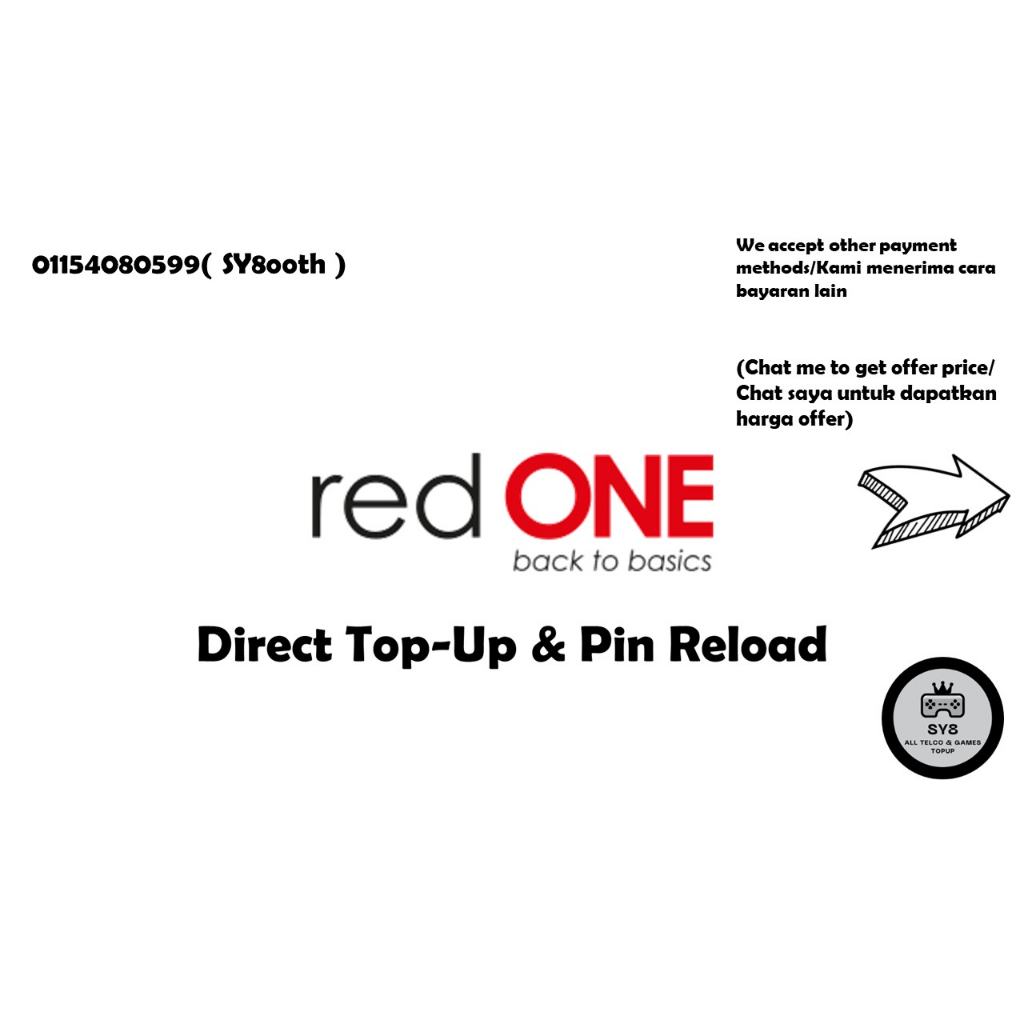 [SY8] redONE prepaid direct topup/pin reload|RM10/RM15/RM20/RM30|1 ...