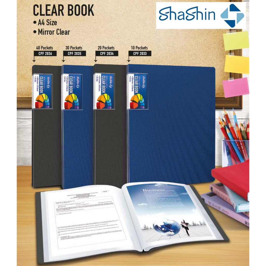 Clear Book (Embossed Cover) A4 Size (10 pockets, 20 pockets, 30 pockets ...
