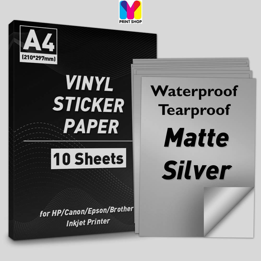 Inkjet 10 Sheets A4 Matt Silver Sticker Paper Letter Size 210*297mm ...