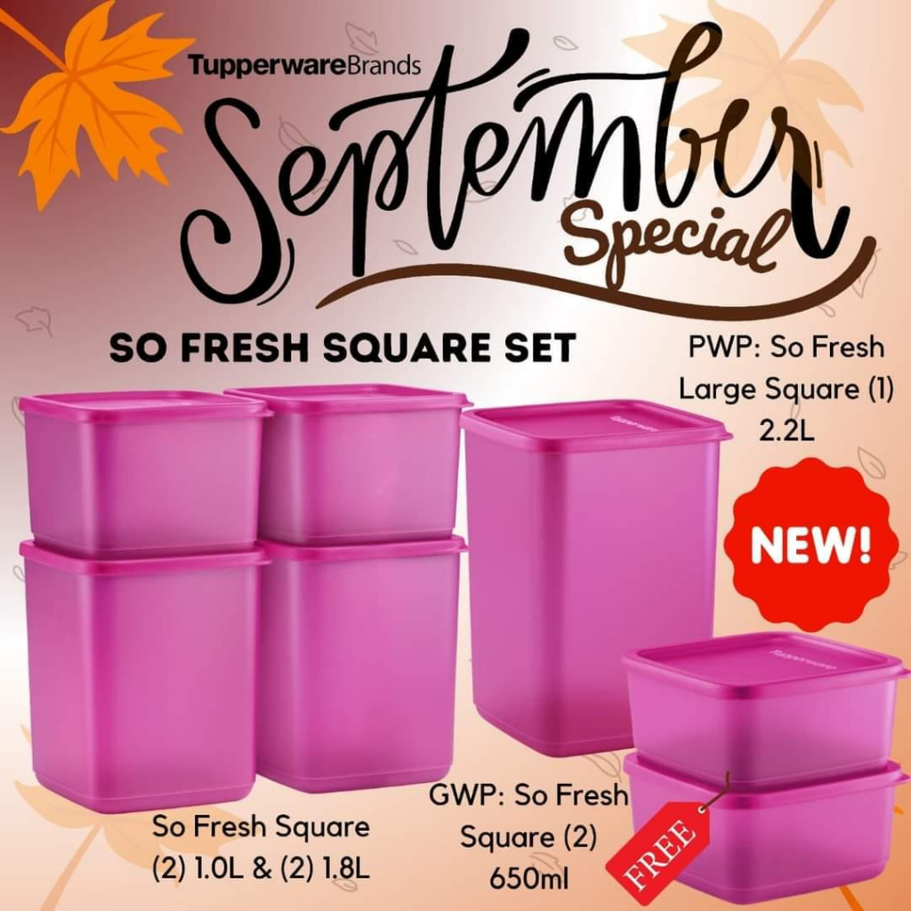 Tupperware So fresh Set PURPLE Large Square Round Letak Sayur dan buah ...