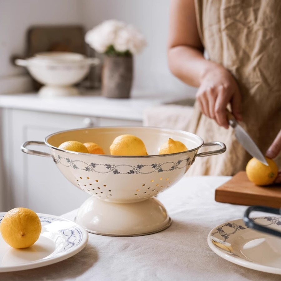 [DEFECT] French Style Metal Colander With Handle - Rose Pattern (Large ...