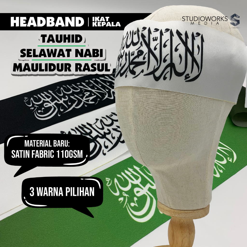 Headband Tauhid Selawat Nabi Maulidur Rasul Ikat Kepala Al-Liwa Ar ...