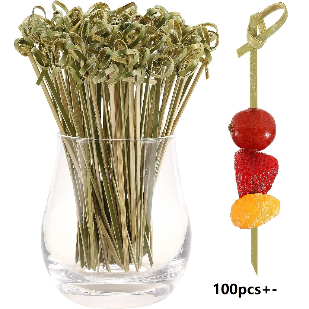 (100PCS) Bamboo Knot Skewer Stick Cocktail Pick Fruit Pick Sandwich ...