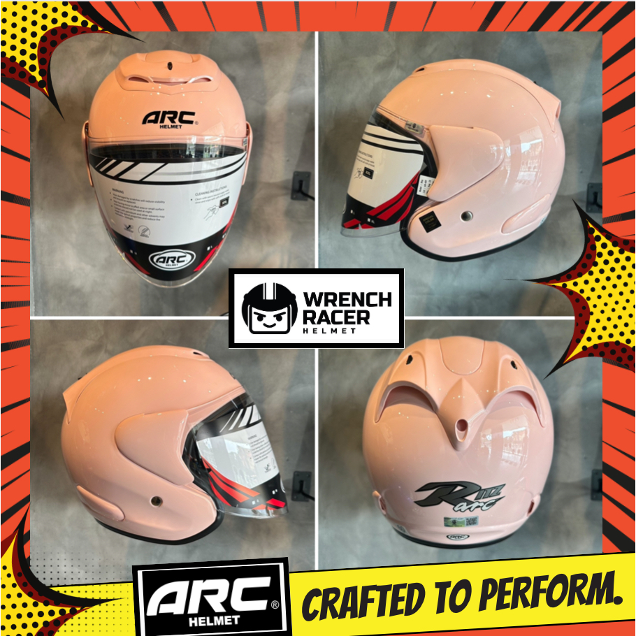 Helmet ARC Ritz ★Pastel & Modern Color V2★ - Modern Grey / Pastel Pink ...