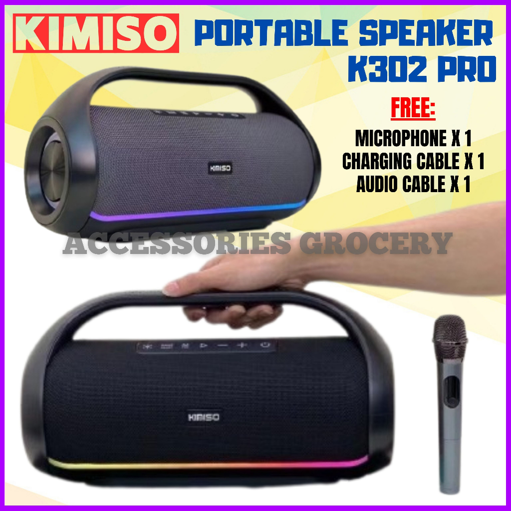 KIMISO K302 PRO SPEAKER IPX5 WITH WIRELESS MICROPHONE PORTABLE ...