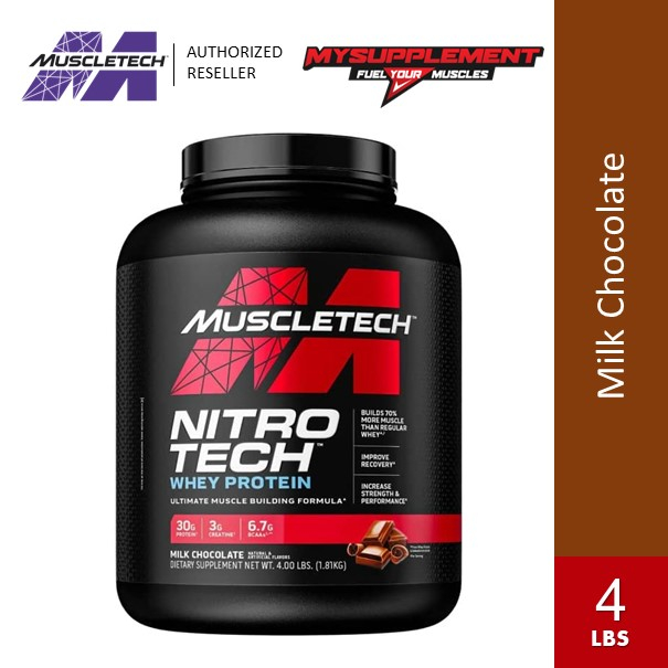 Muscletech - Nitrotech Whey Protein 4lbs / Nitro Tech Whey Muscle ...