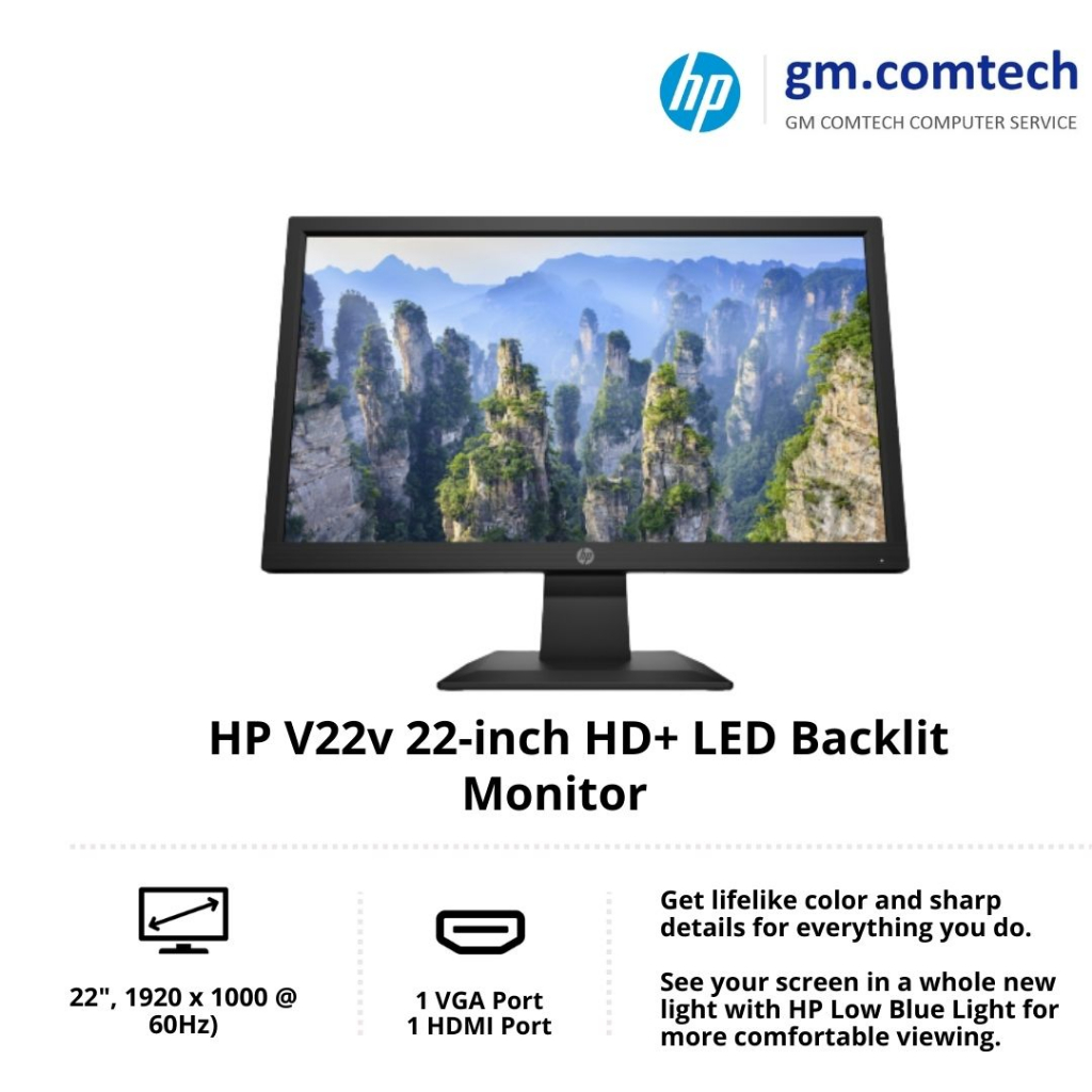 HP V22v 22-inch HD+ LED Backlit Monitor | Shopee Malaysia