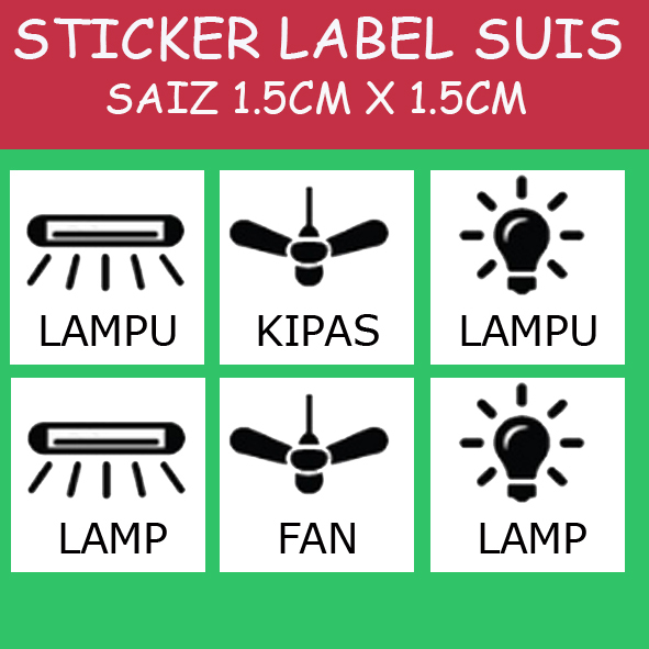 48pcs Label Suis Readymade Kipas Fan Lampu Lamp Malay English ...