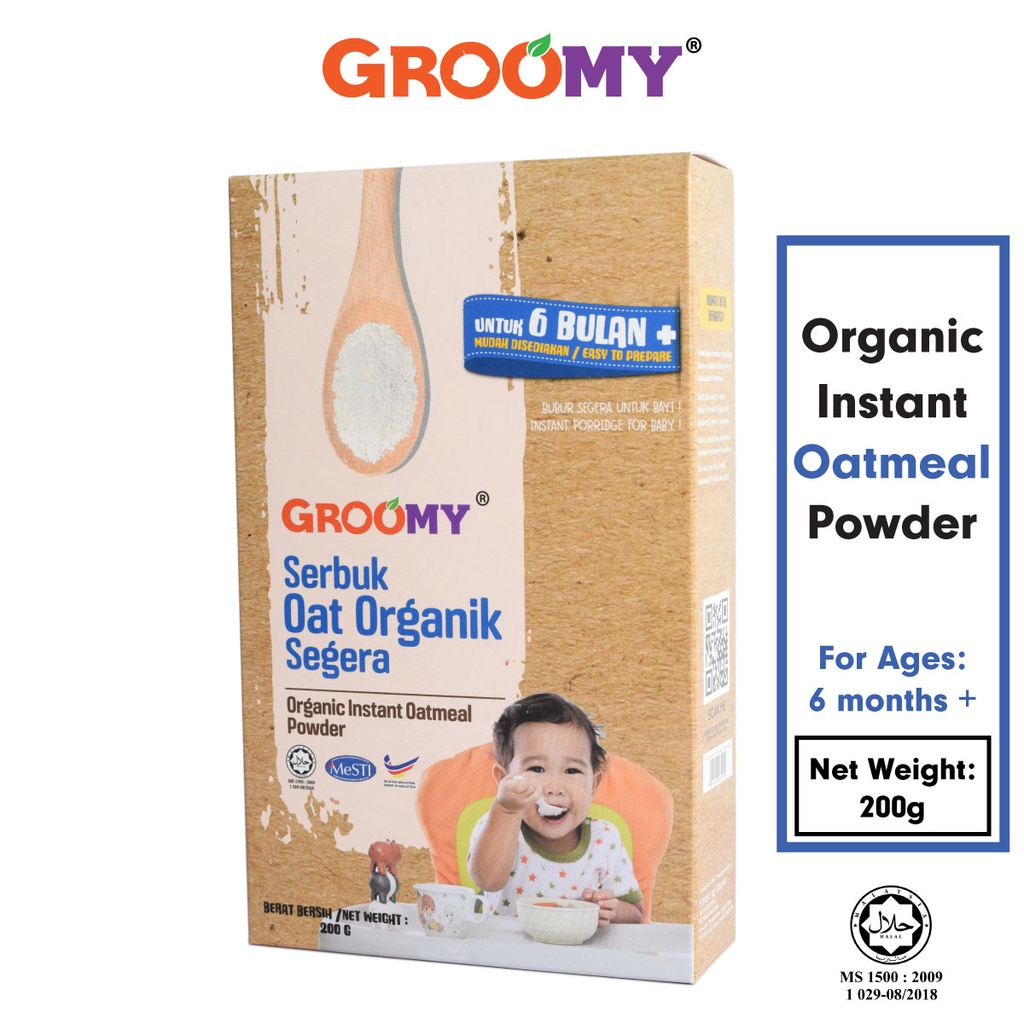 GROOMY Organic Instant Oatmeal Powder For Babies (200g) | Shopee Malaysia