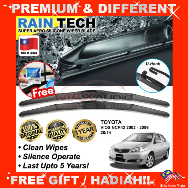 Taiwan Silicone Wiper TOYOTA VIOS NCP42 2002-2006 (20/14) RAIN-TECH ...