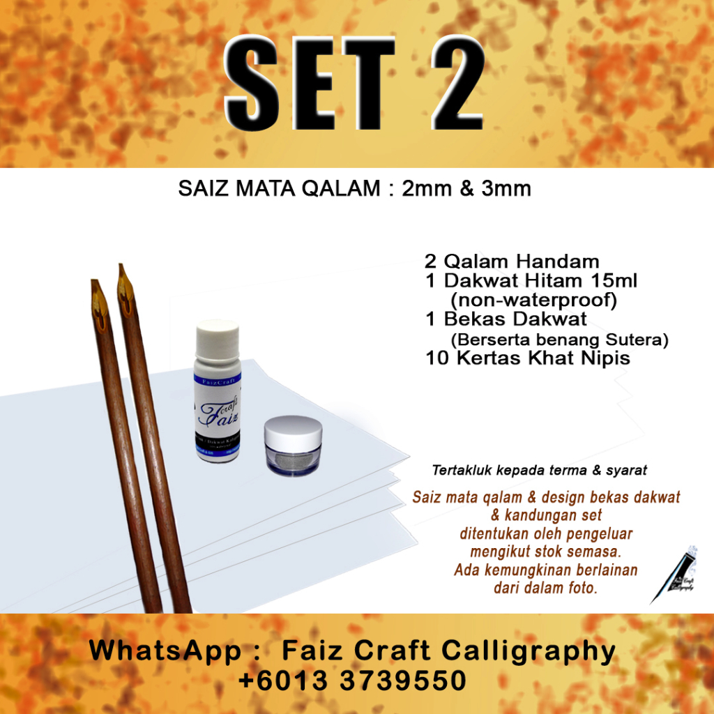 SET 2 ASAS, ALAT TULIS KHAT, JAWI, PEN TRADITIONAL KALIGRAFI KHAT ...