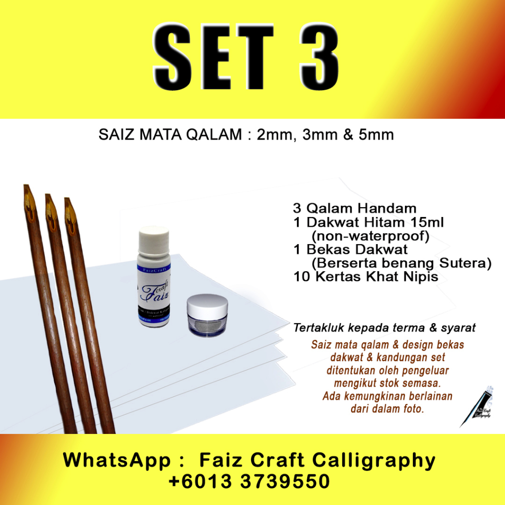 SET 3 ALAT TULIS KHAT, PEN TRADITIONAL KALIGRAFI KHAT | Shopee Malaysia