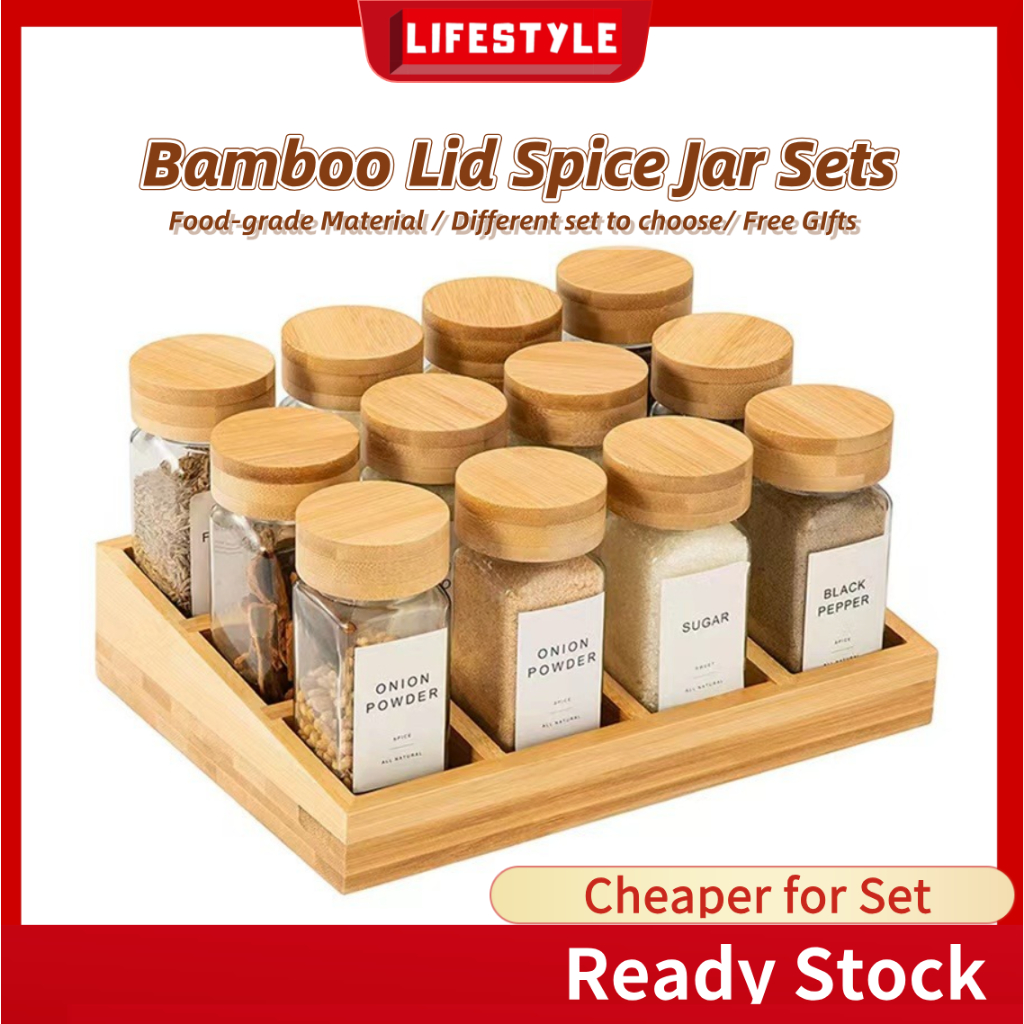 LIFESTYLE 🔥Set Balang Kaca Dengan Penutup Buluh🔥 Balang Rempah Kedap ...
