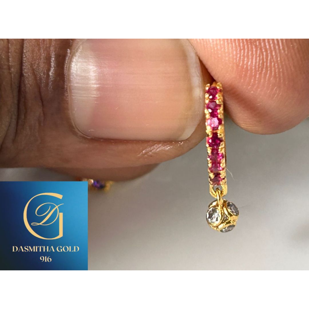 Dasmitha ball hanging valayam mukuthi 8mm 16carat gold | Shopee Malaysia