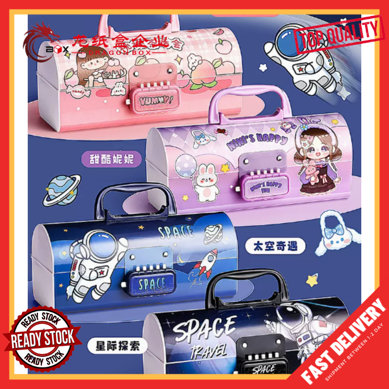 Portable password lock stationery box multi-function large capacity ...