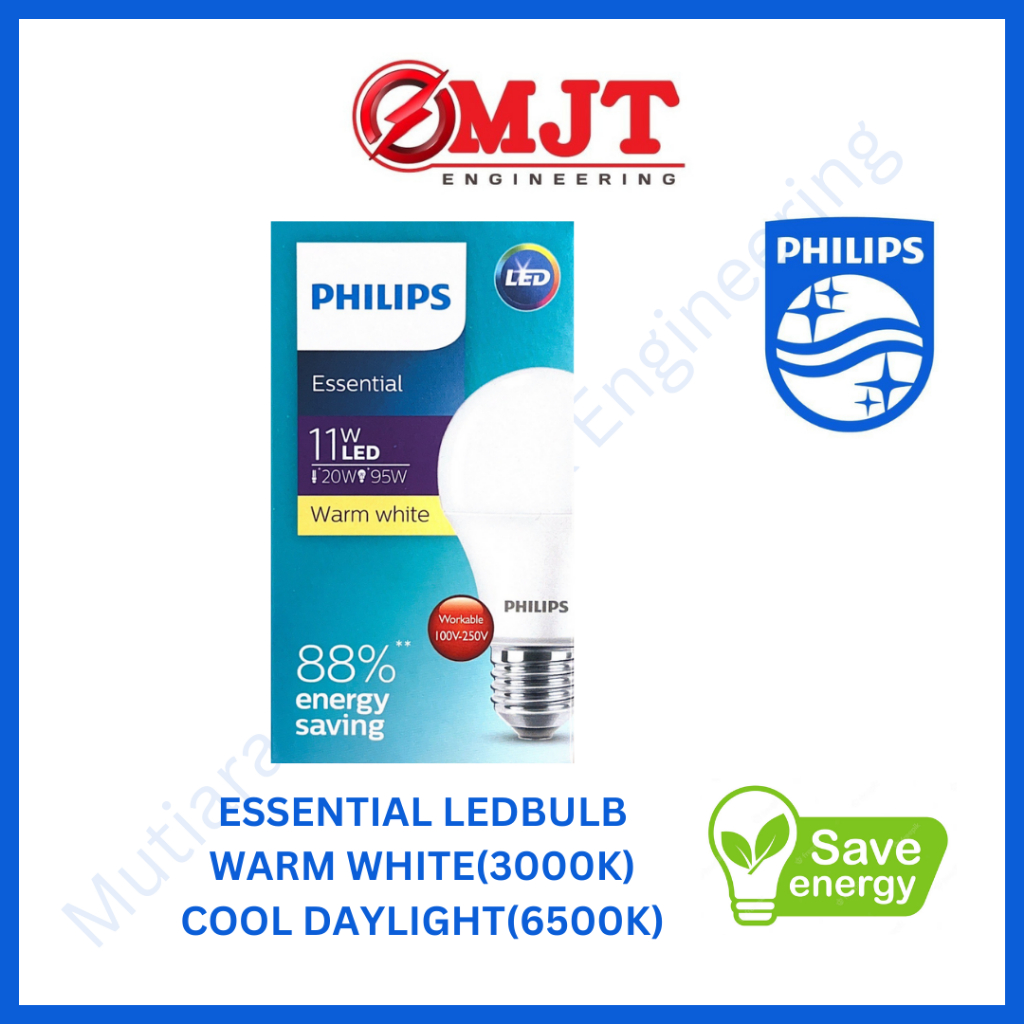 PHILIPS Essential LED Bulb Gen 5 3000K 4000K 6500K 5W 7W 9W 11W 13W E27 | Shopee Malaysia