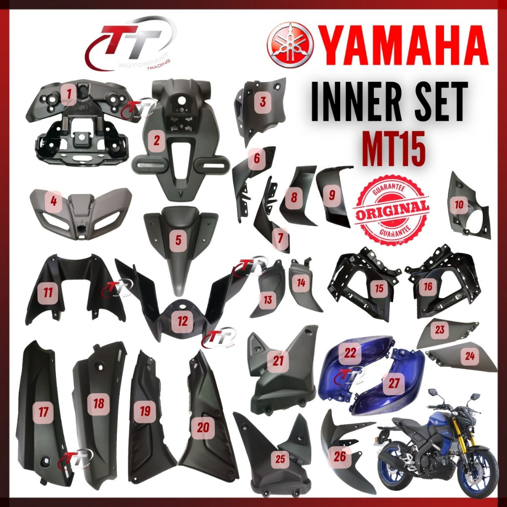 100% ORIGINAL YAMAHA MT-15 MT15 VVA INNER SET COVER PART HITAM BLACK ...