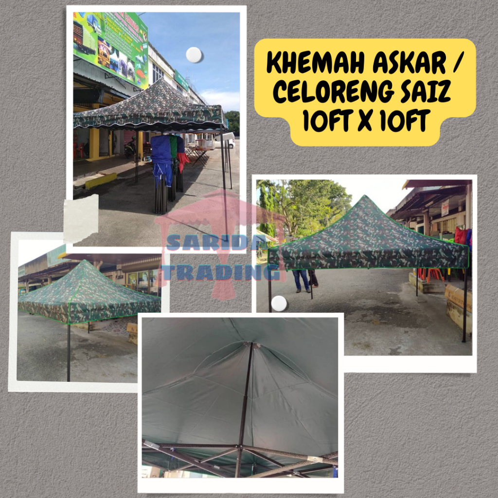 KHEMAH ARMY KHEMAH ASKAR 10X10 BESI SEGI KHEMAH MUDAH ALIH CANVAS TEBAL ...