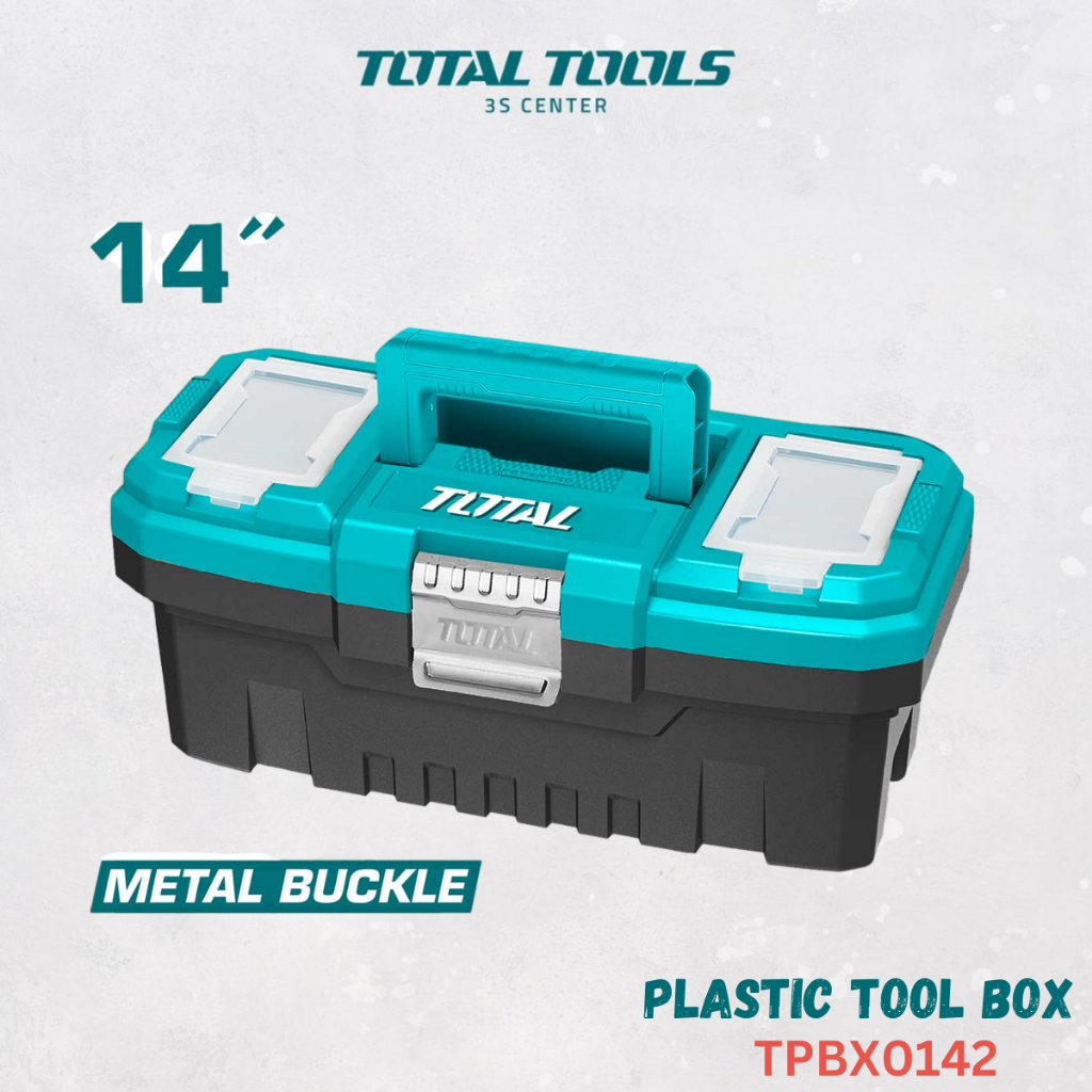 TOTAL Plastic Tool Box (14''/17" / 20"), w/ Metal Buckle + 3 Top ...