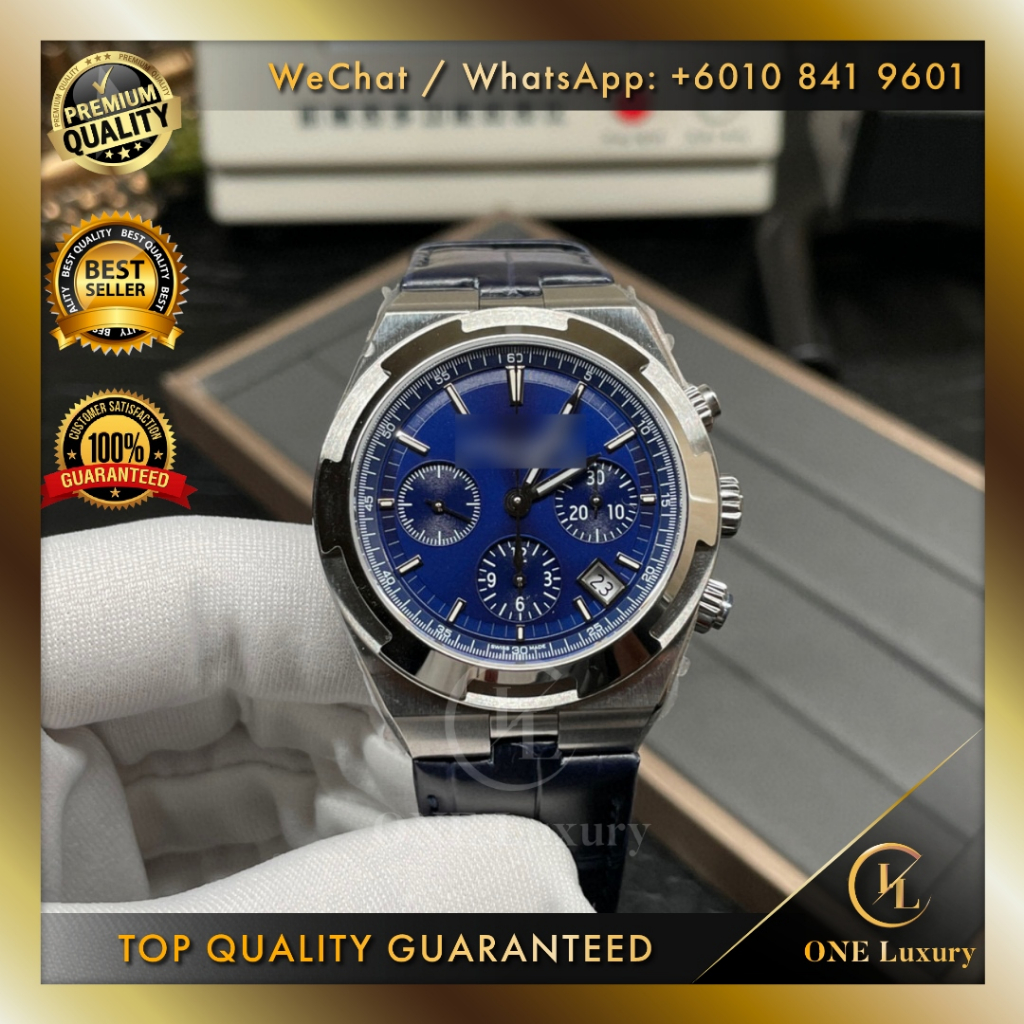 🔥SWISS TOP QUALITY🔥 VC OVERSEAS 5500V BLUE DIAL CHRONOGRAPH ON LEATHER ...