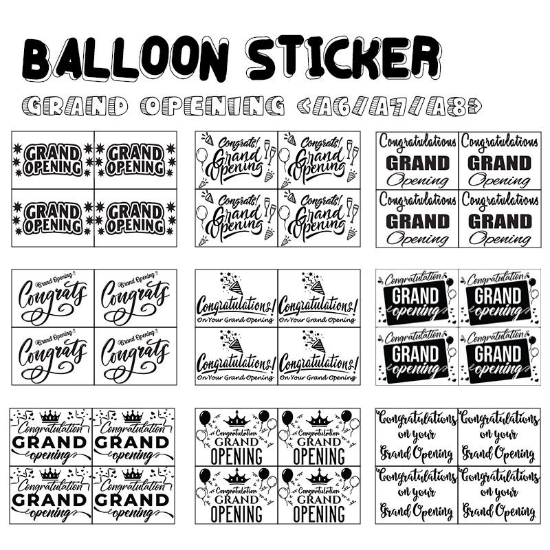 [PANDA] 5 Inch 10 Inch A6/A7/A8 Grand Opening Sticker Balloon Sticker ...