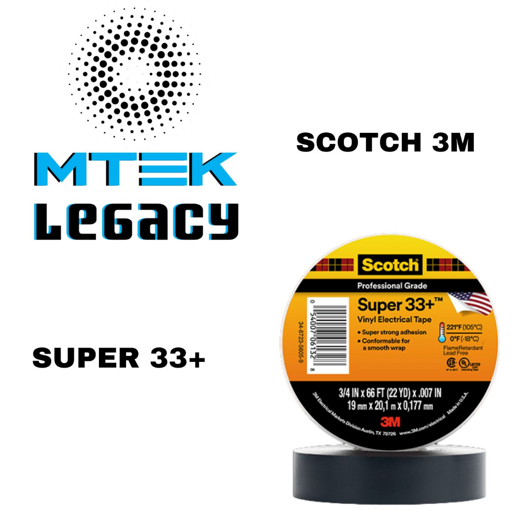 Scotch® Super 33+ Vinyl Electrical Tape, 3/4 in x 66 ft (19 mm x 20,1 m ...