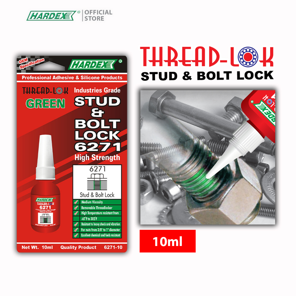 HARDEX Thread Lock Stud & Bolt Lock - 10ml/50ml (6271-10ML/6271-50ML) | Shopee Malaysia