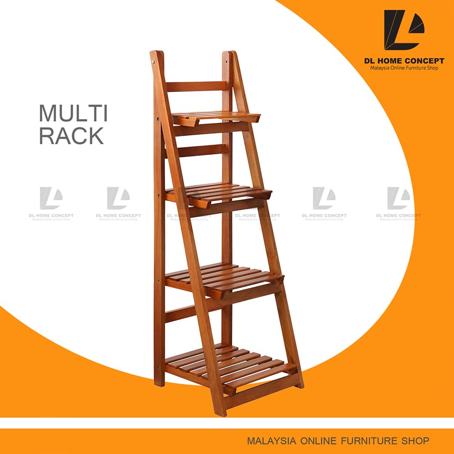DL Home Concept Solid Wood Multi Rack/Display Rack (White/Oak ...