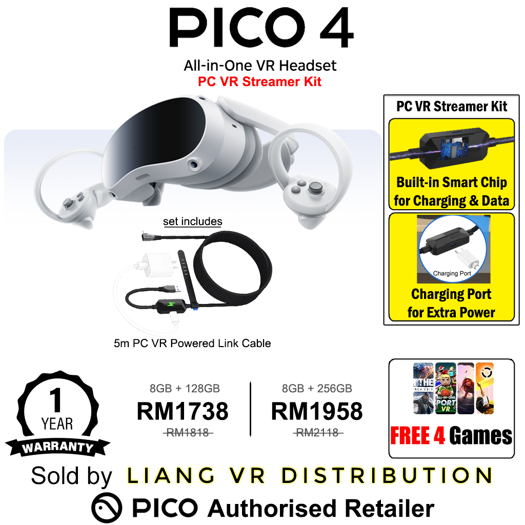 PICO 4 All-in-one VR + PC VR Streamer Kit (1 Year Official Pico ...