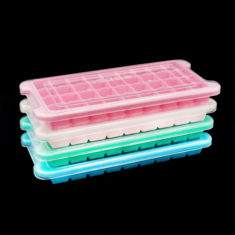 DIY 24 Grid Food Grade Silicone Ice Tray Home With Lid Cube Ice Mold ...
