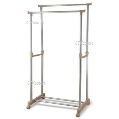 TOP POINT Double Pole Clothes Rack/Cloth Hanger And Organizer Garment ...