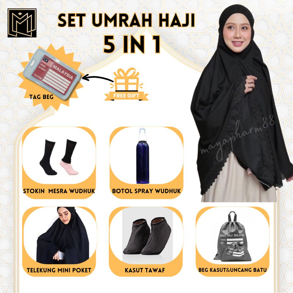HOT ITEM!! SET TELEKUNG UMRAH HAJI 5 IN 1 (Telekung Mini Cotton Poket ...